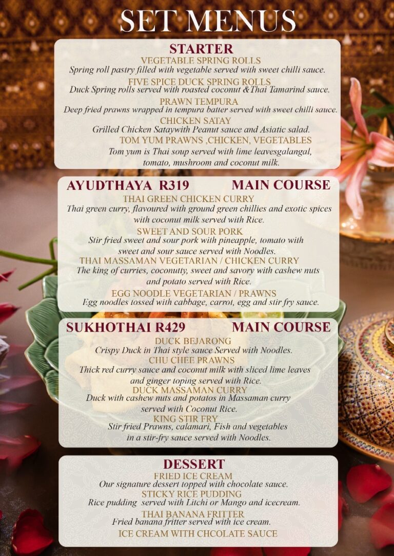 Taste of Thai Menu